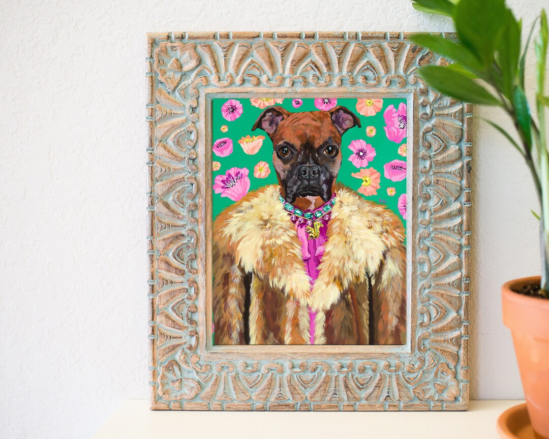 Fancy Boxer Art Print, Boxer Dog Art, 8 X 10, Boxer Artwork, Eclectic ...