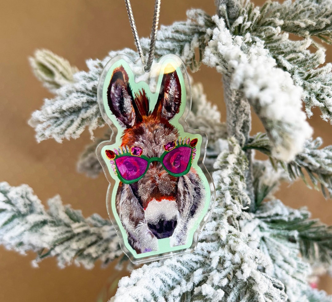 Burro Christmas Ornament, Acrylic Donkey Ornament, Cute Donkey Decor ...