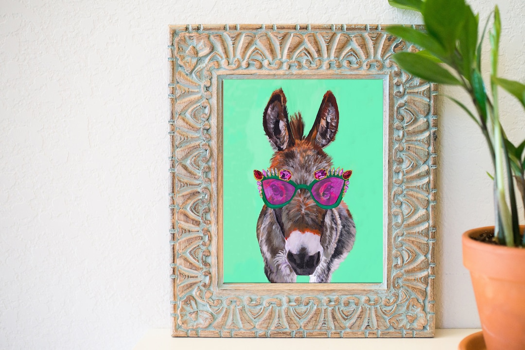 Fancy Donkey Art Print, Donkey Art, 8 X 10, Donkey Artwork, Eclectic ...