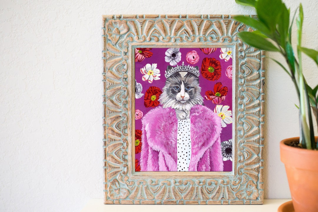 Fancy Cat Art Print, Fabulous Cat Painting, Cat Artwork, Fashion Wall ...