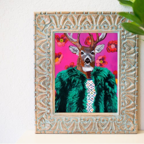 Buck Art Print Fabulous Buck Art Print 8 X 10 Boho Deer Art - Etsy