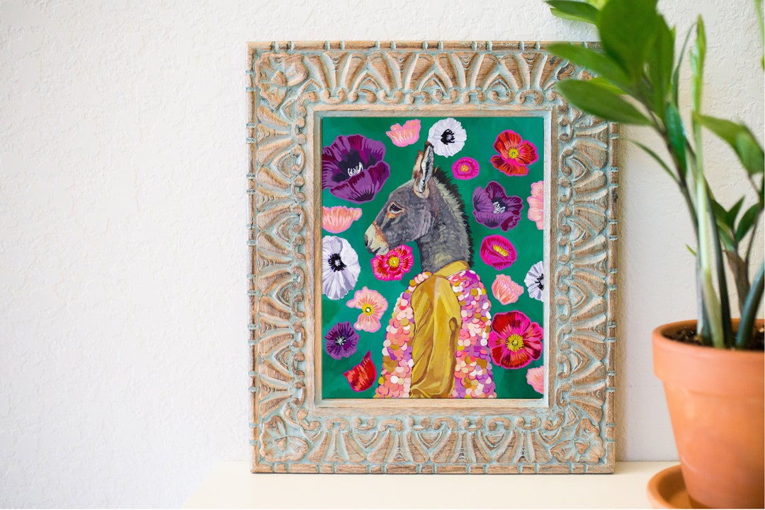Fancy Donkey Funky ezel kunst kleurrijke Art Decor - Etsy Nederland