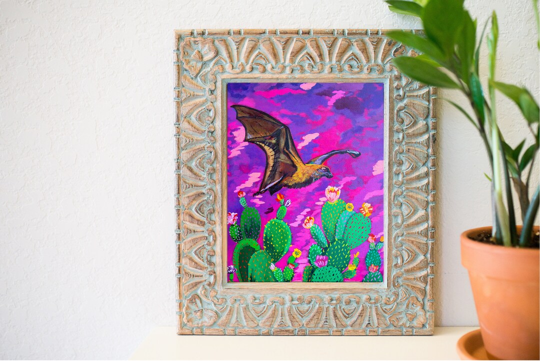 Southwest Bat Art, Bat Art Print, Southwest Art Decor, Texas Bat Art ...