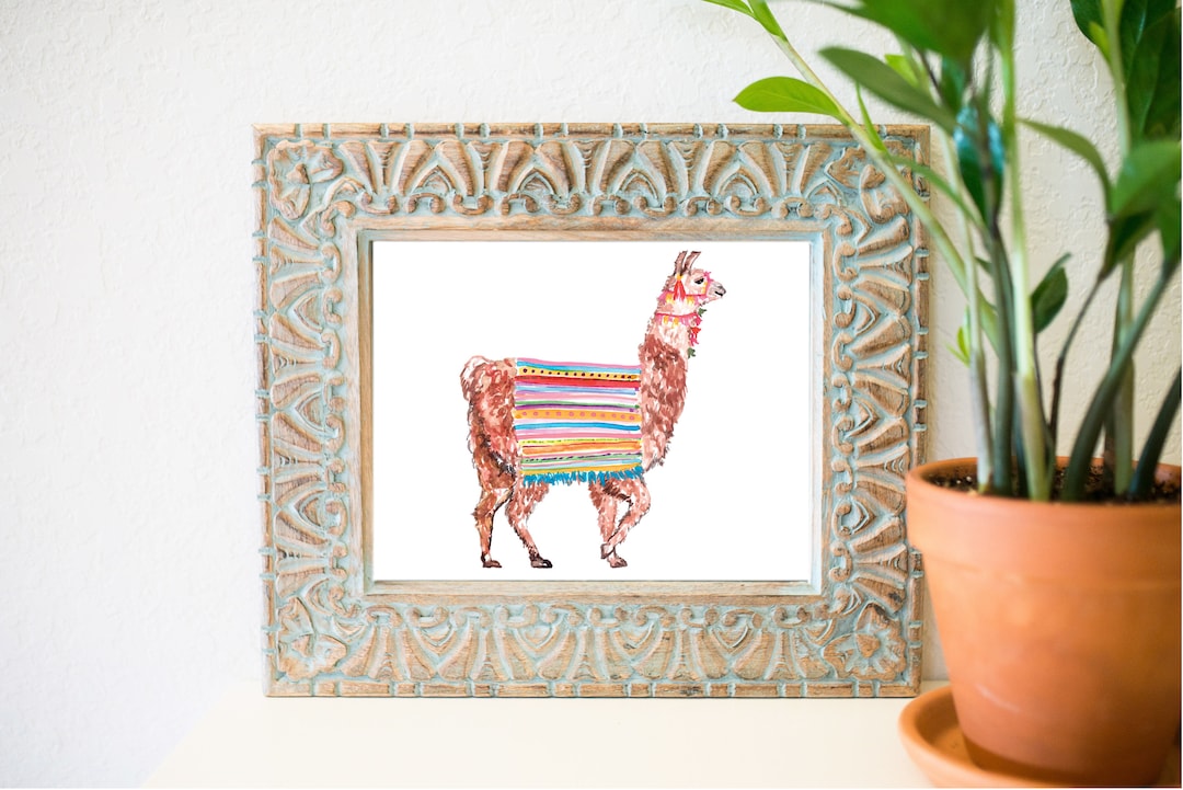 8 X 10 Llama Art Print, Llama Watercolor Painting, Bohemian Art Decor ...