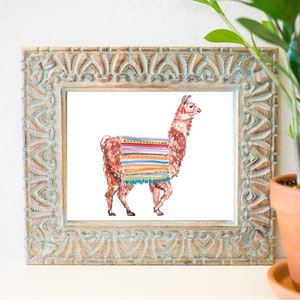 8 X 10 Llama Art Print, Llama Watercolor Painting, Bohemian Art Decor ...