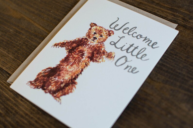 New Baby Card Welcome Little One Baby Bear Baby Boy - Etsy
