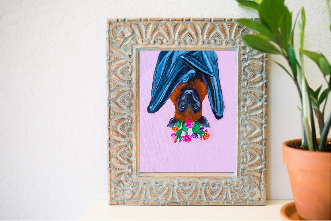 Southwest Bat Art, Bat Art Print, Southwest Art Decor, Texas Art, Cute ...