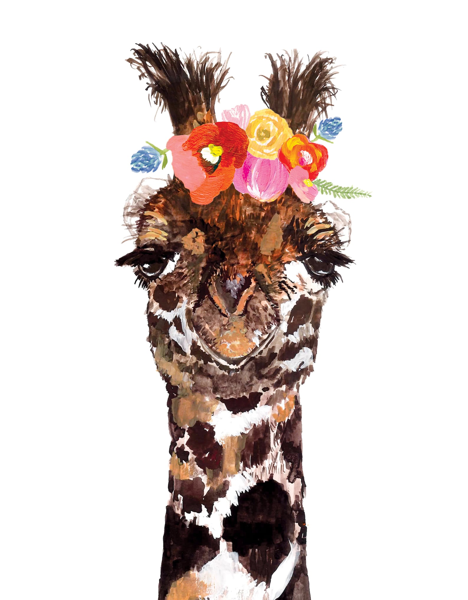 Giraffe Art Print Flower Crown Modern Animal Funny Art | Etsy