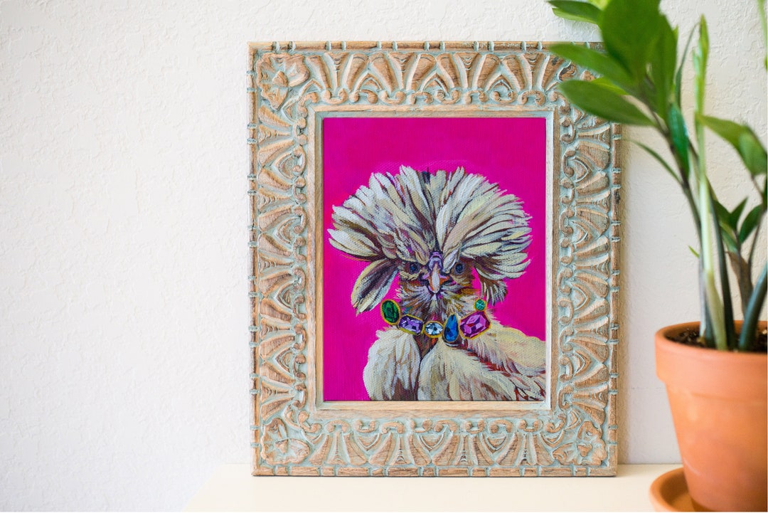 Fancy Chicken Art, Chicken Art Print, Polish Chicken, Funky and Fancy ...