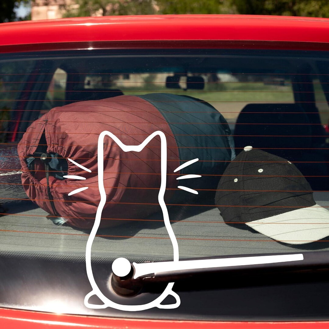 Cute Cat Car Windshield Wiper Vinyl Art Sticker Decor Lovely Animal Cat ...