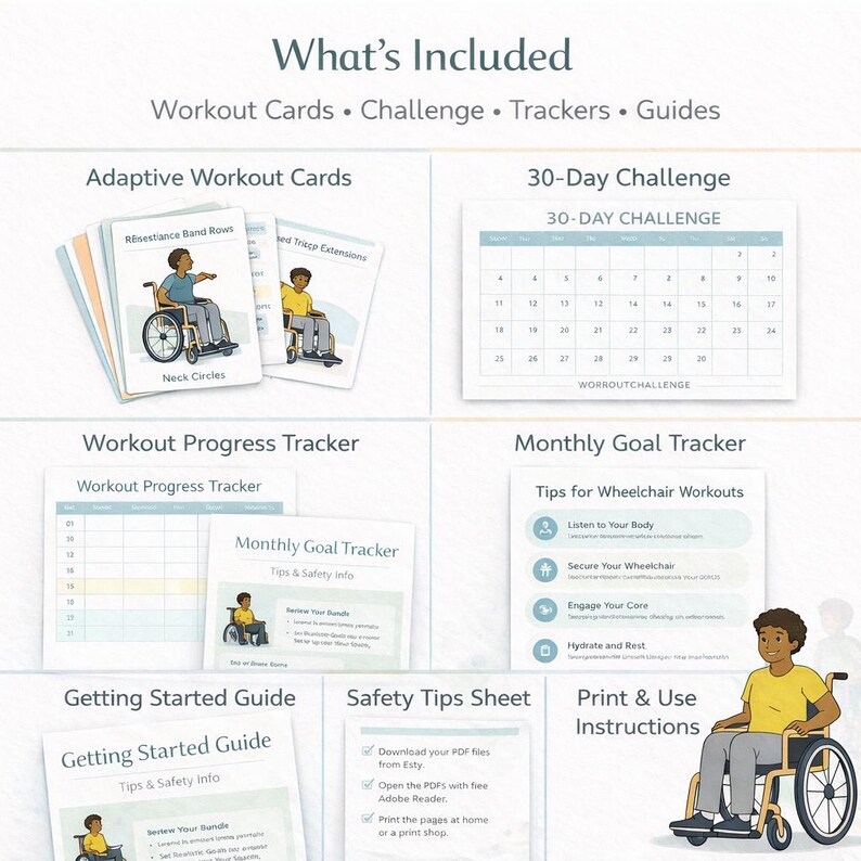 Adaptive Wheelchair Workout Bundle| 30 Day Wheelchair Fitness Challenge ...