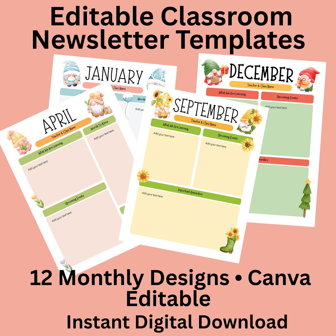 Editable Teacher Newsletter Template | Monthly Classroom Communication ...