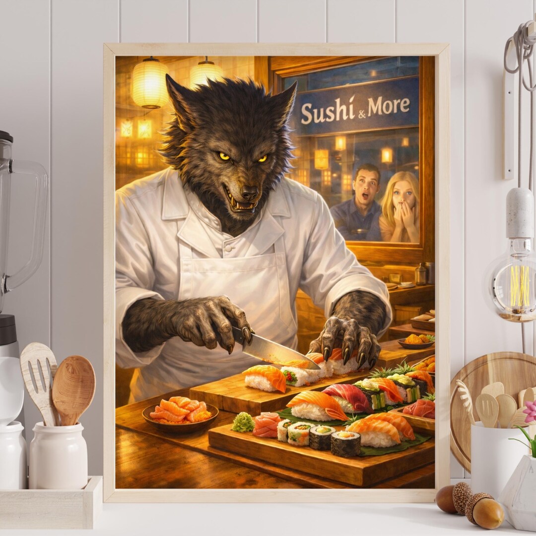 Werewolf Wall Art – Sushi Chef Fantasy Print (digital Download) - Etsy