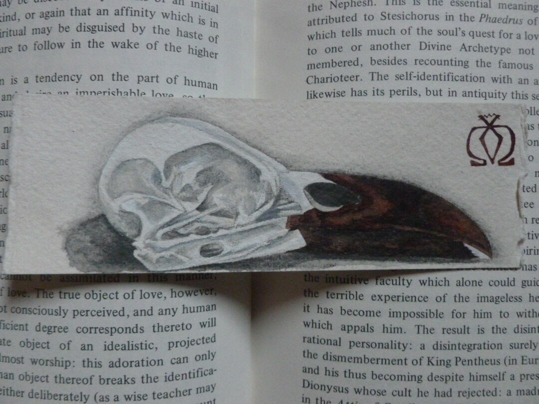 Raven Skull and Omega Death Posture Sigil Bookmark/skull Art/occult Art ...