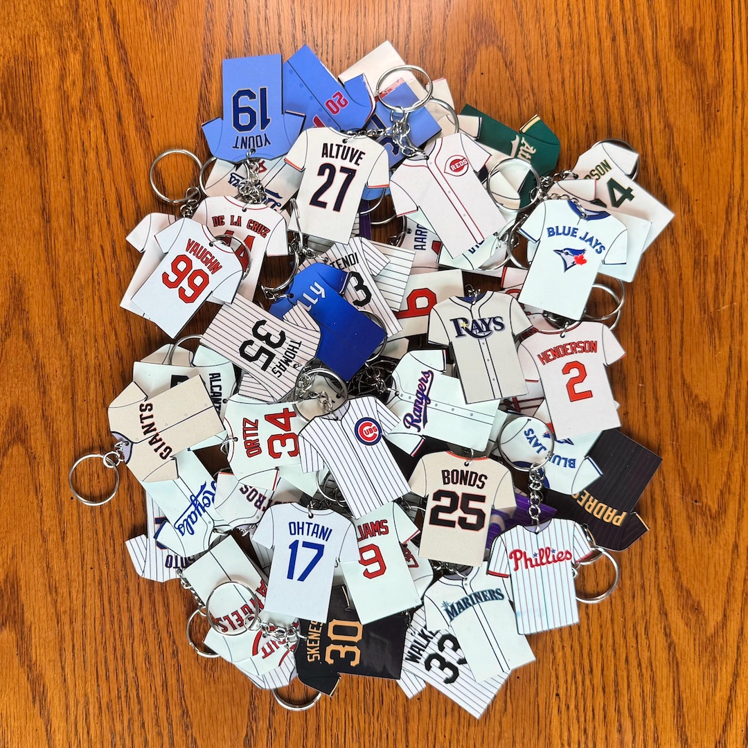 Custom MLB Baseball Keychain, Double-sided, Fully Customizable Name ...