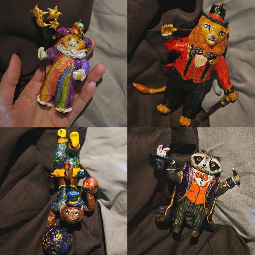 Circus Performer Animal Set. Raccoon Magician. Jester Cat. Circus ...