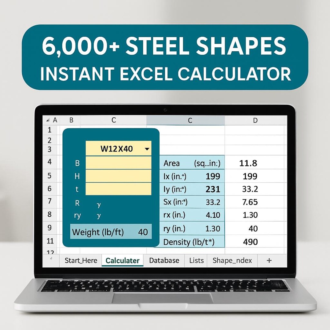 Steel Section Property Calculator: AISC Shapes, Custom Geometry (excel ...