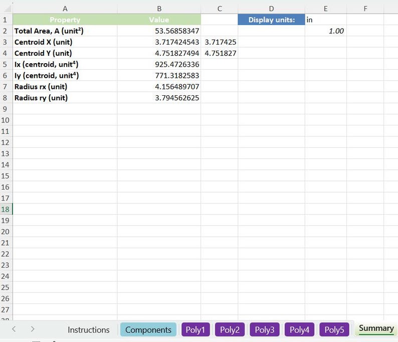 Composite Section Calculator “pro” Excel Template – Engineer-grade ...