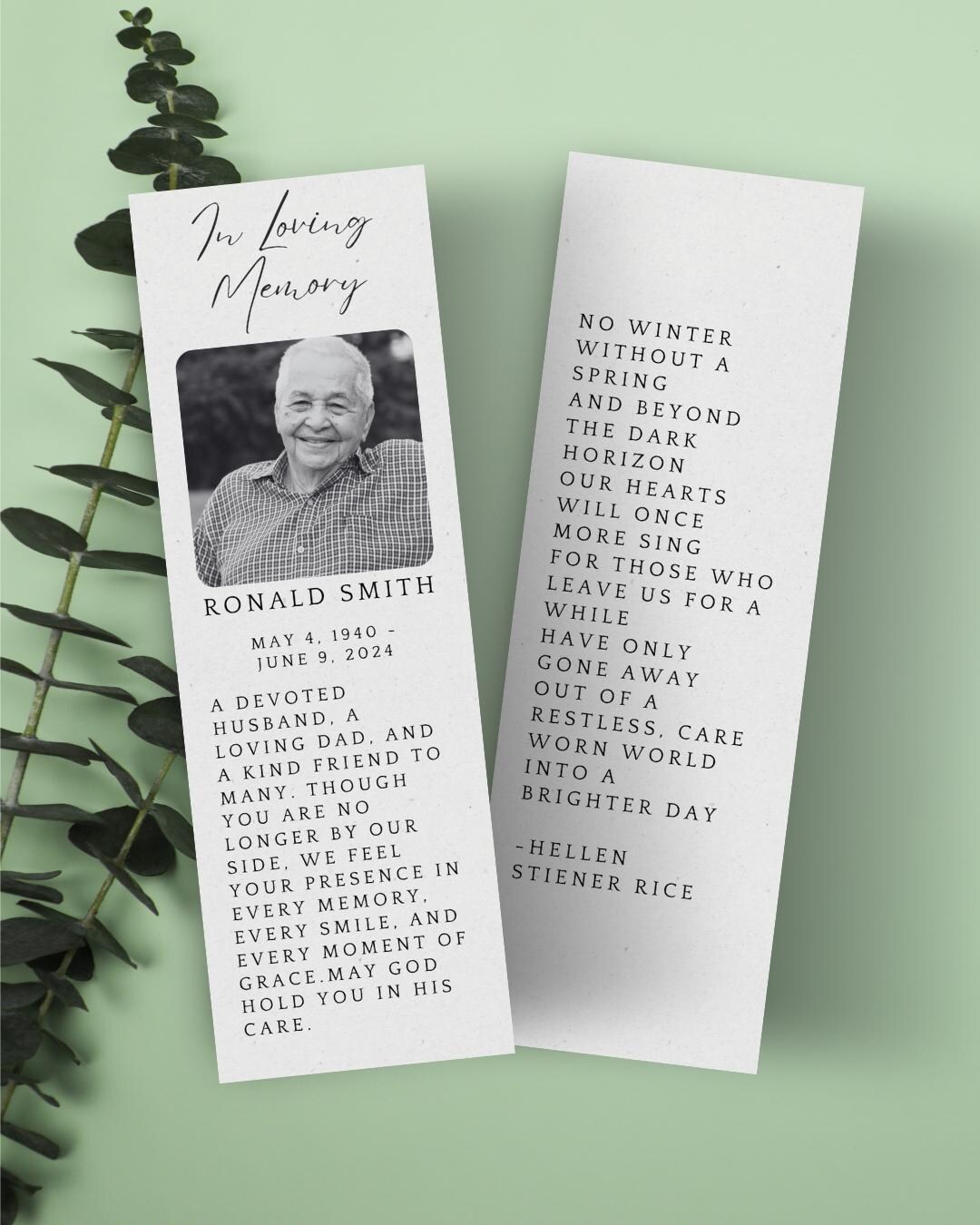 In Loving Memory Bookmark – Editable Canva Memorial Bookmark for ...