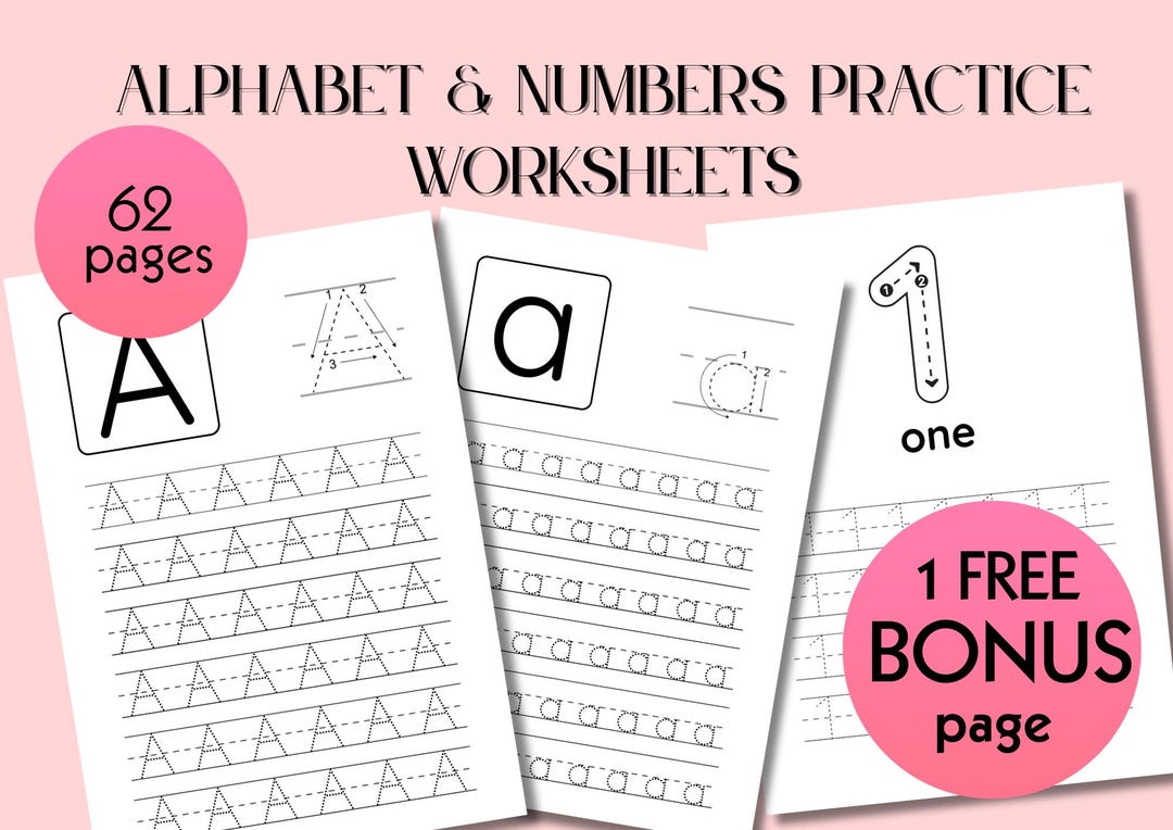 Alphabet & Number Tracing Worksheets: Preschool Printable (PDF or PNG ...