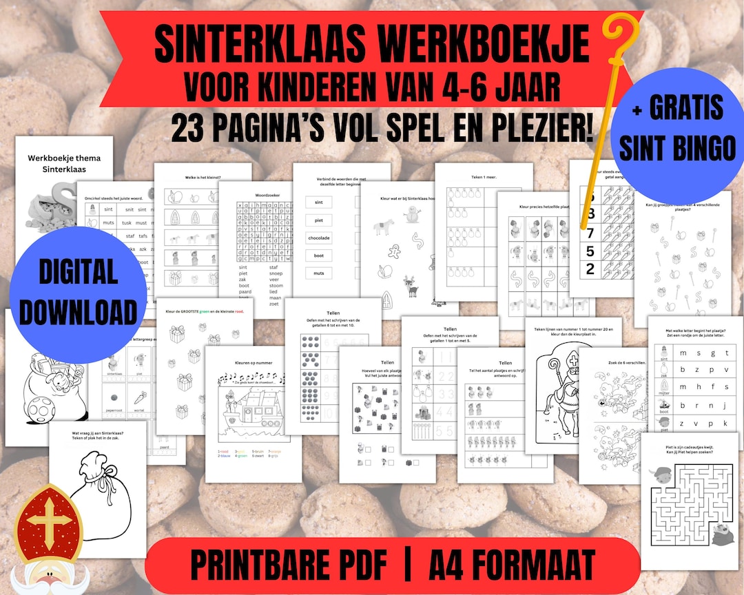 Sinterklaas Activity Book for Kids 4-6 – Includes Bingo Game (PDF A4 ...
