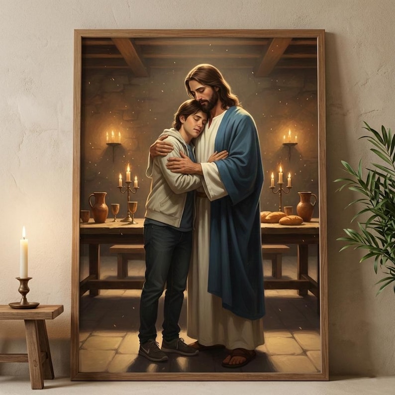 Custom Jesus Portrait Painting, Personalized Memorial Gift (digital ...