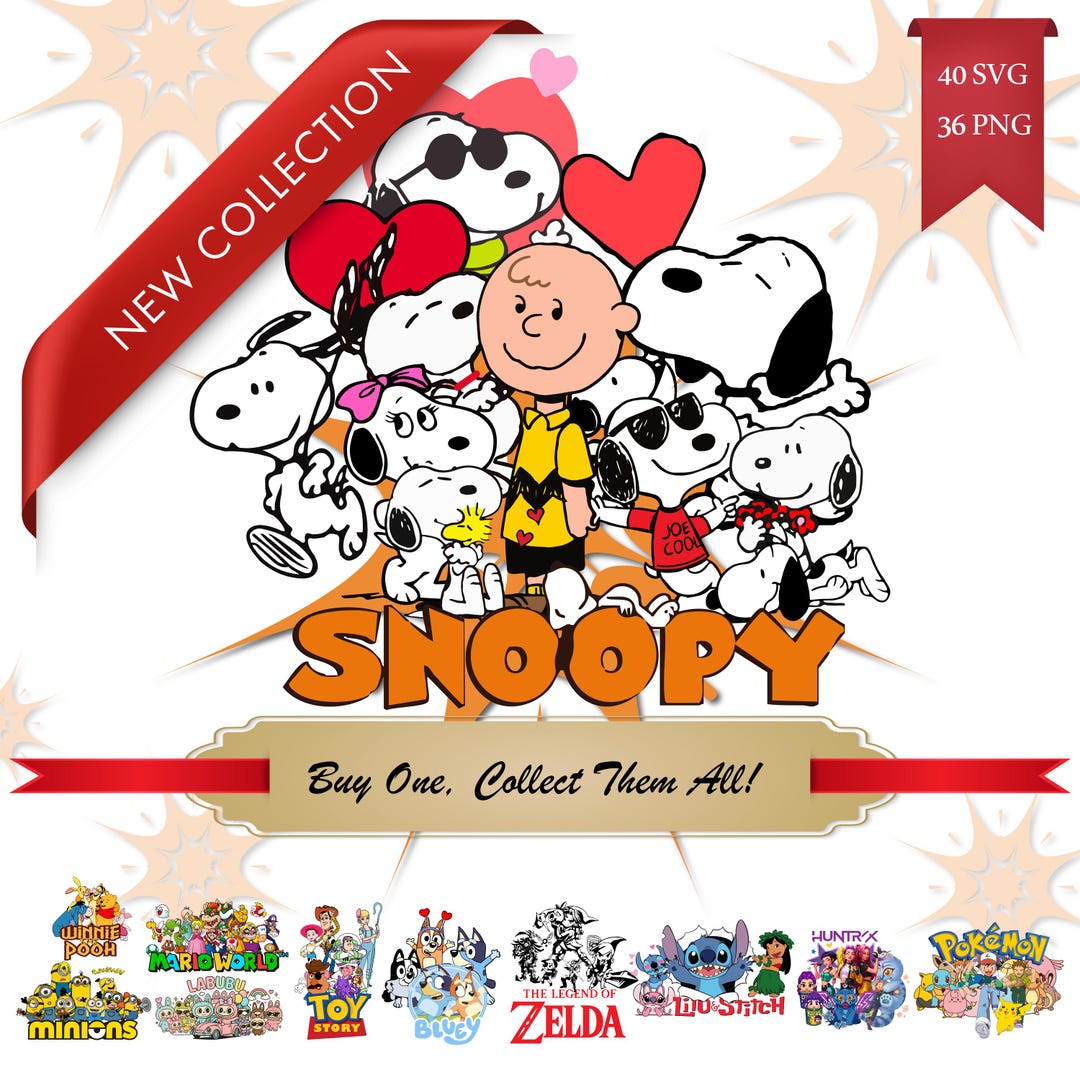 Buy Snoopy & Peanuts SVG Bundle: Cartoon Clipart for Cricut (digital ...
