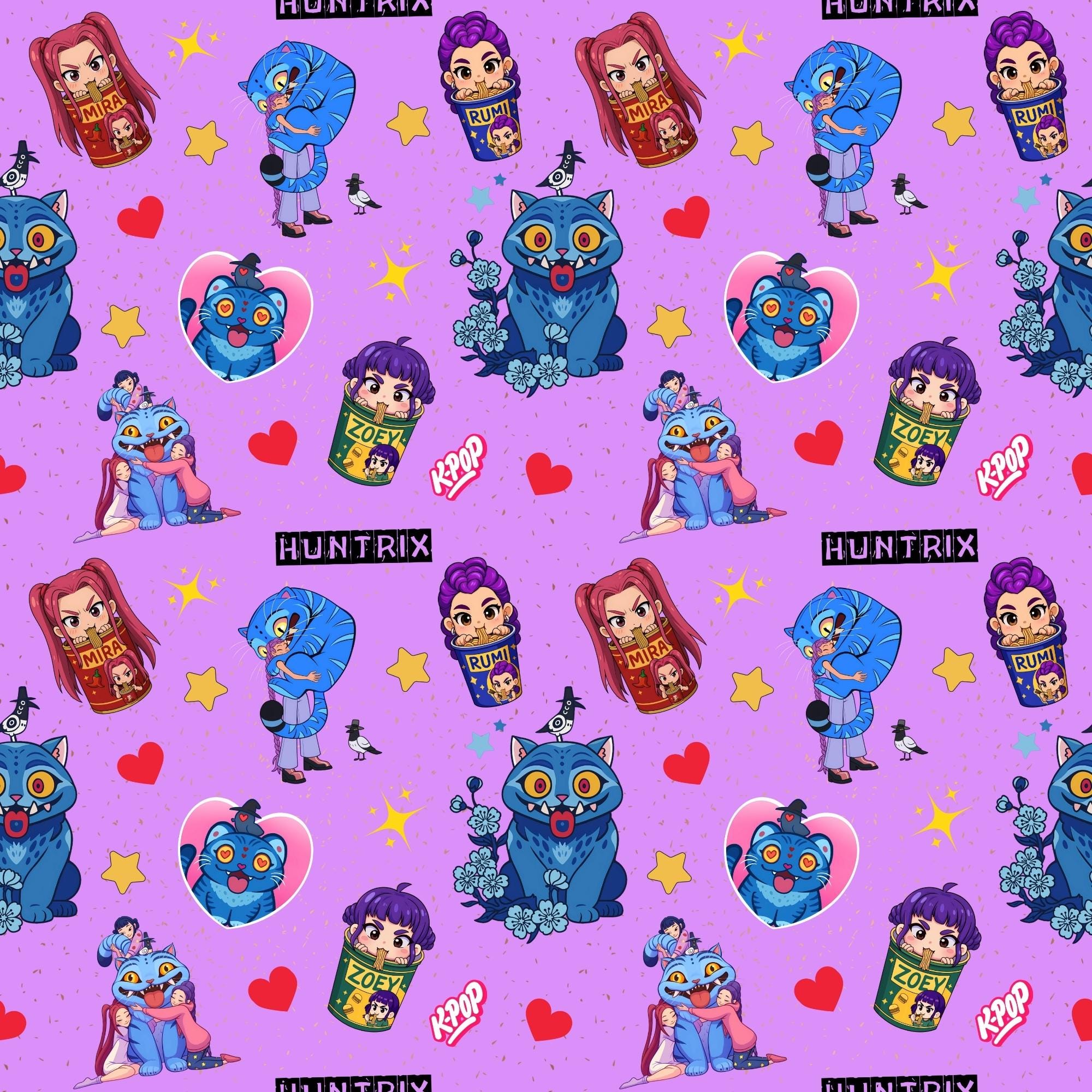 Kpop Hunters Seamless Pattern, Huntrix Digital Paper, Demon Hunters ...
