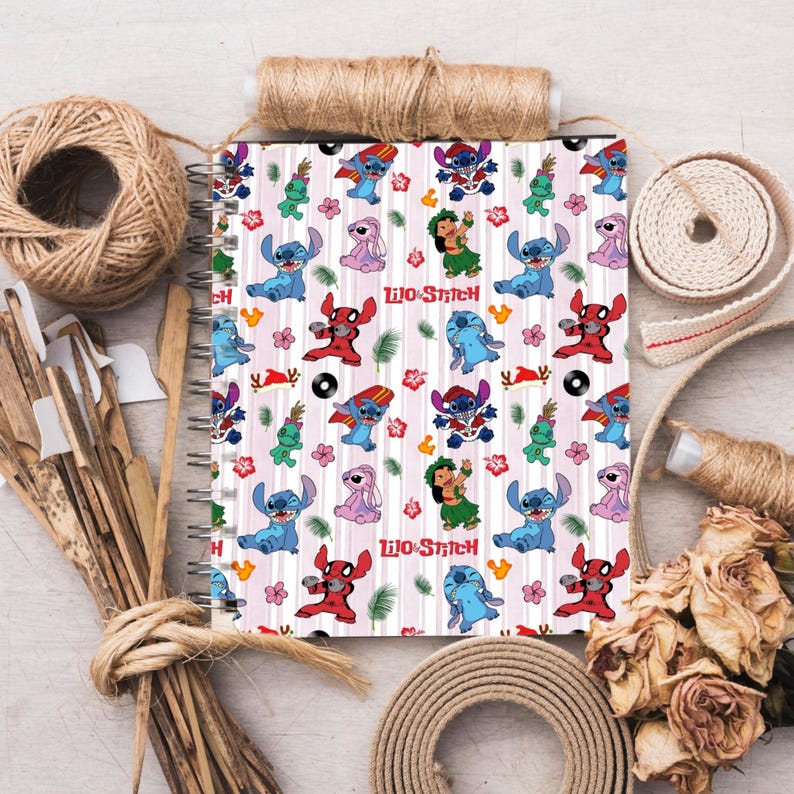 Lilo and Stitch Notebook Cover, Font & Digital Paper Bundle (digital ...