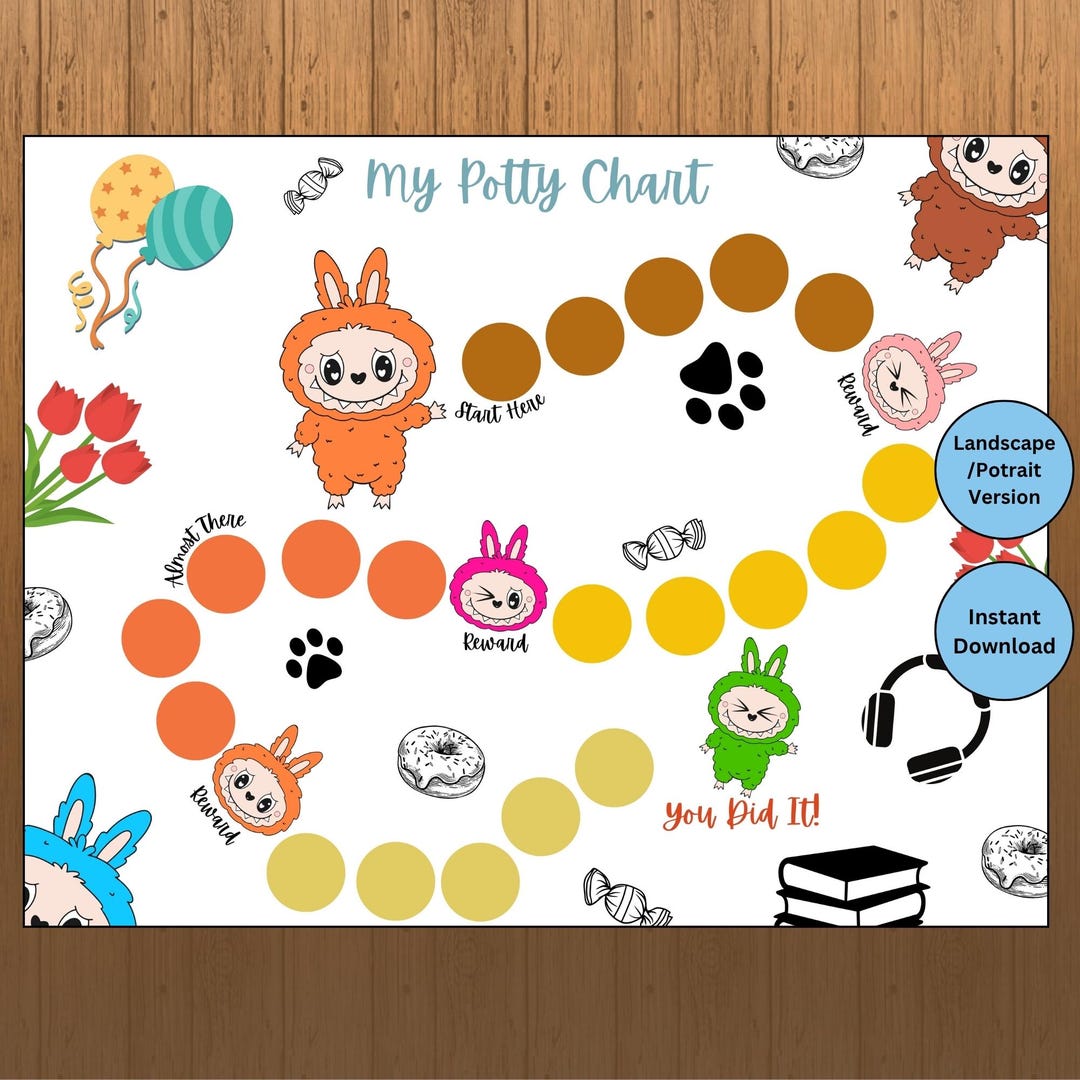 Labubu Printable Reward Chart for Toddlers and Kids, Potty Training ...