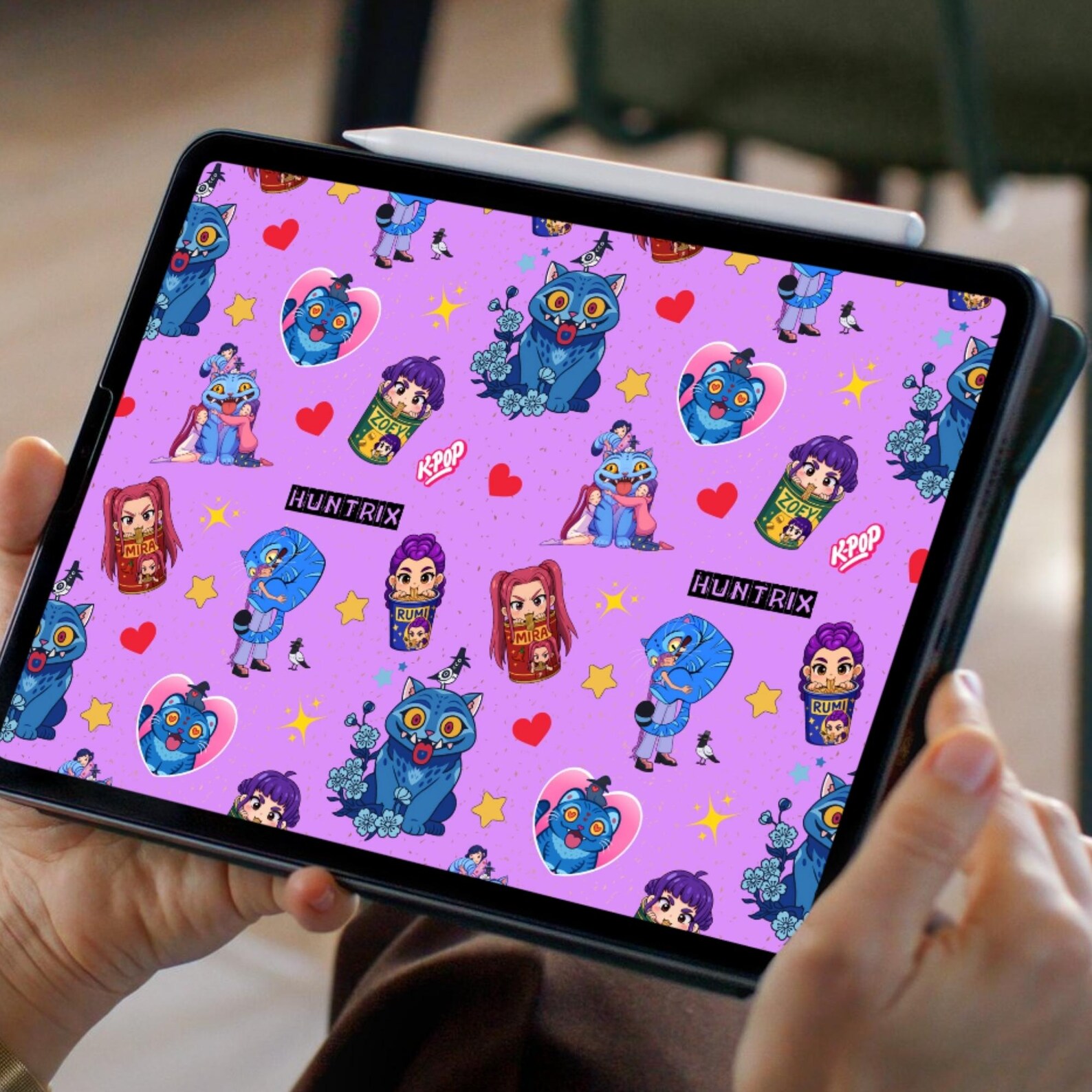 Kpop Hunters Seamless Pattern, Huntrix Digital Paper, Demon Hunters ...