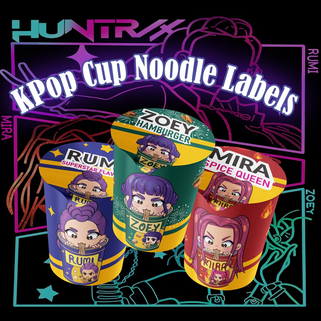 Kpop Anime Ramen Cup Noodle Labels: Custom Party Decor (printable ...