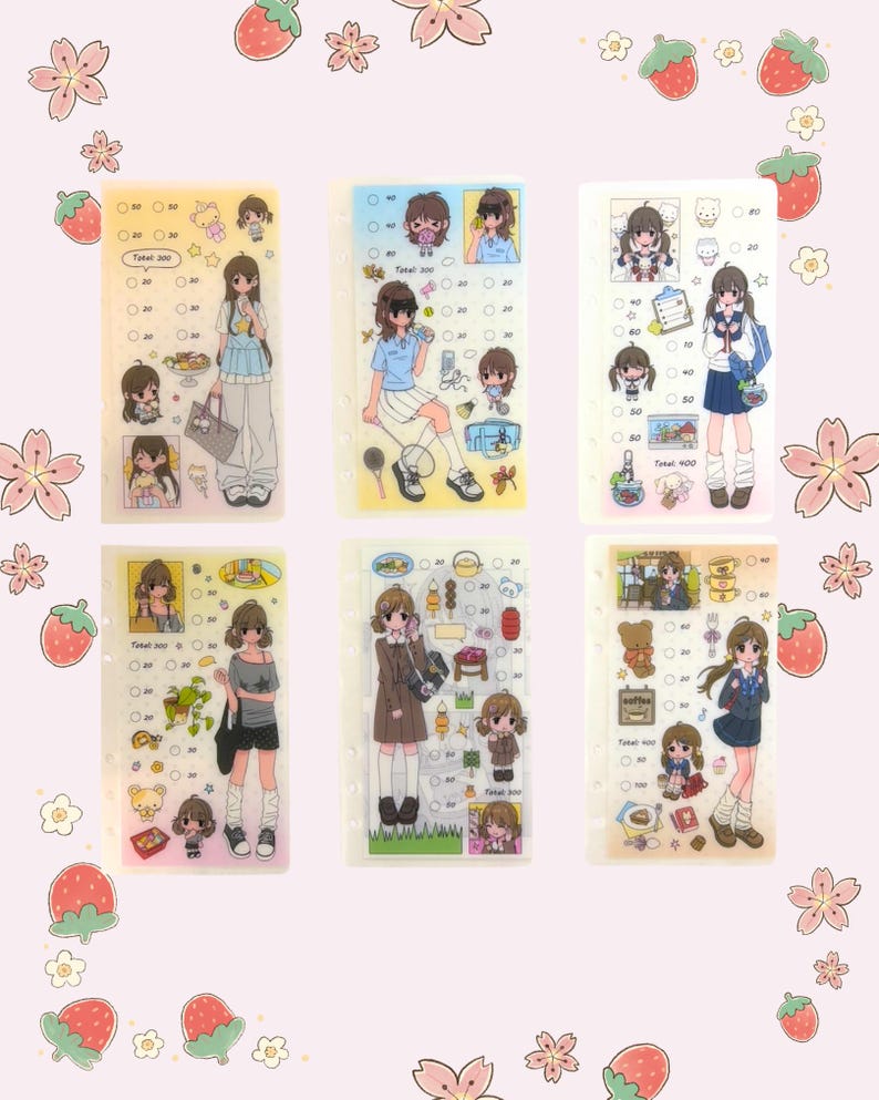 Kawaii Anime Girl Budget Tracker Inserts for 6-ring Binder, Aesthetic ...