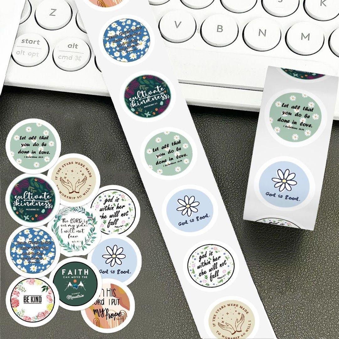 500 Religious Sticker Roll | 10 Christian Motivational Labels | Bible ...
