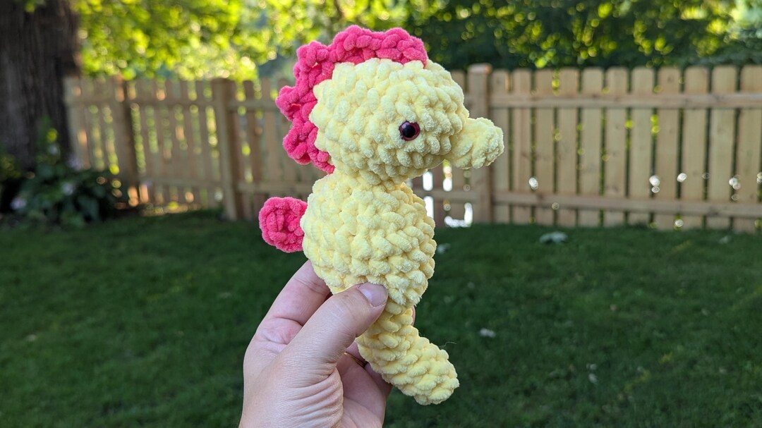 Crochet Seahorse Plushie | Amigurumi Sea Animal, Ocean Decor, Beach ...