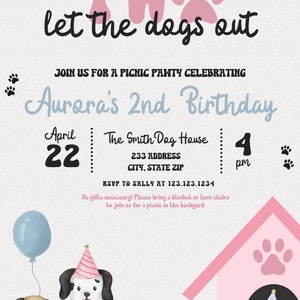 Two Let the Dogs Out Birthday Invitation, Puppy Party (digital Download ...