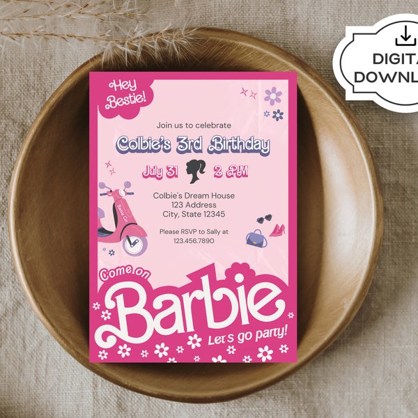 Barbie Custom Invitation - Etsy