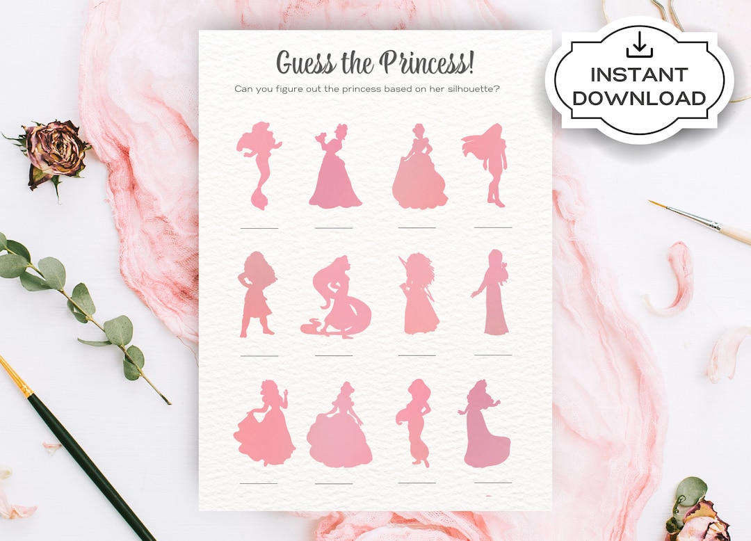 Disney Princess Party Game Princess Birthday Games Guess the - Etsy