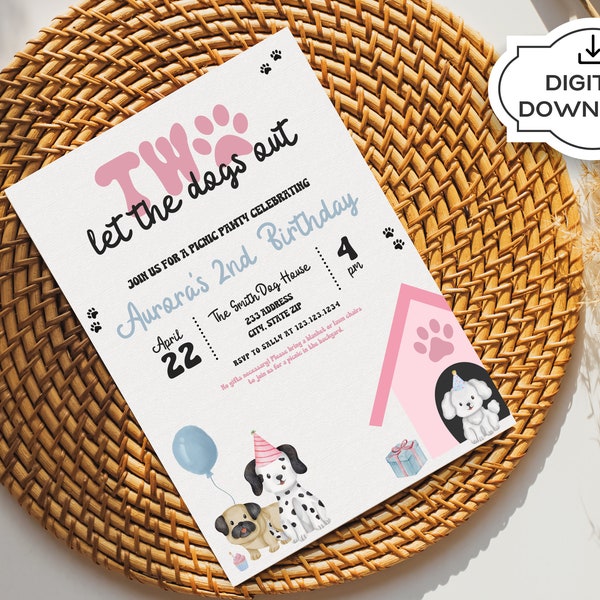 Two Let the Dogs Out Invitation - Etsy