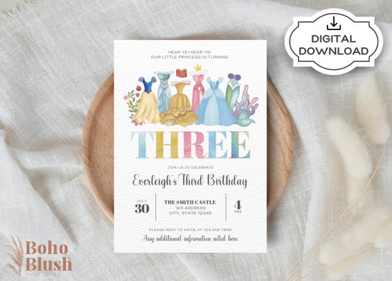 Scratch Off Invitation 3rd Birthday Princess