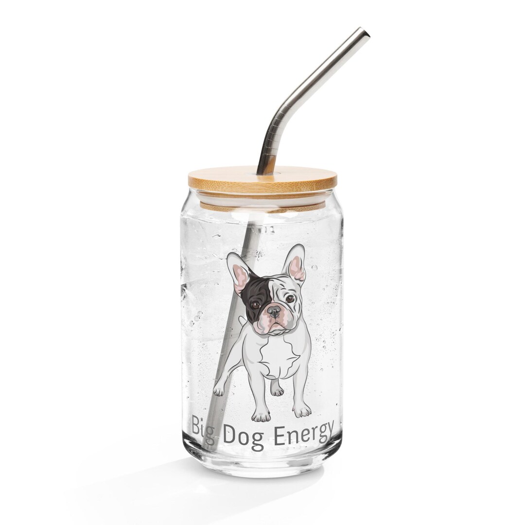 Frenchie Can-shaped Glass With Lid and Straw 16oz - Etsy