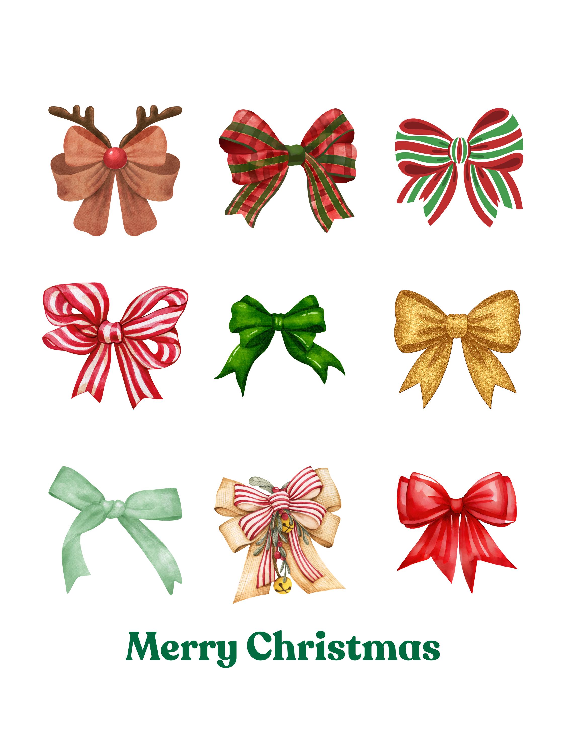 Christmas Bows Clipart Bundle | Red, Green, Gold Holiday Ribbon PNG ...