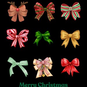Christmas Bows Clipart Bundle | Red, Green, Gold Holiday Ribbon PNG ...