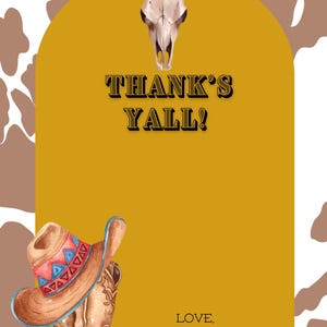 Cowboy Thank You Card Editable Rustic Western Birthday Digital ...