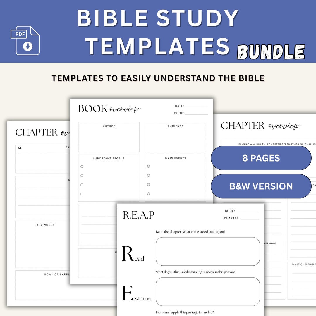 Bible Study Templates Bundle, Chapter Reflections, Journaling Tools ...