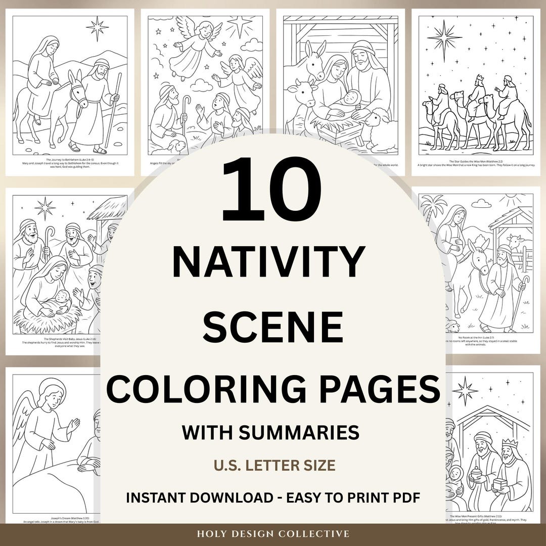 Nativity Scene Christmas Coloring Pages for Kids, Bible Verse Coloring ...