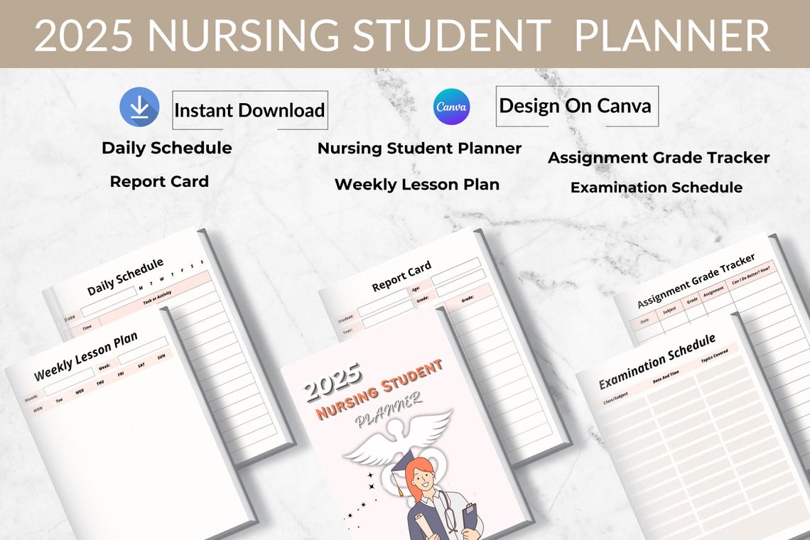 2025 Nursing Student Planner: Clinical & Study Organizer (digital PDF ...