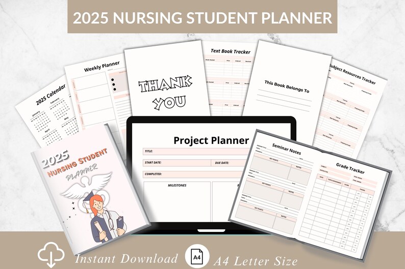 2025 Nursing Student Planner Printable – Study & Clinical Organizer for Nursing School – Digital ...