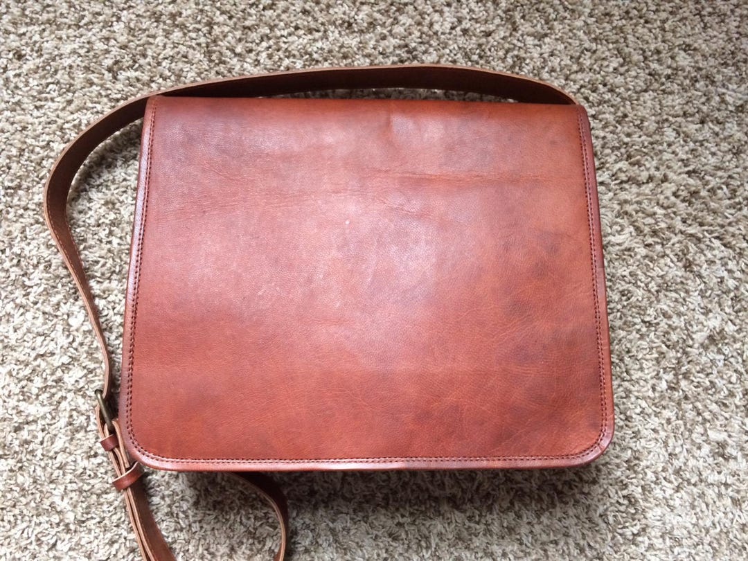 14" Leather Messenger Bag Crossbody Satchel Fits 13.3 Ideal Briefcase ...