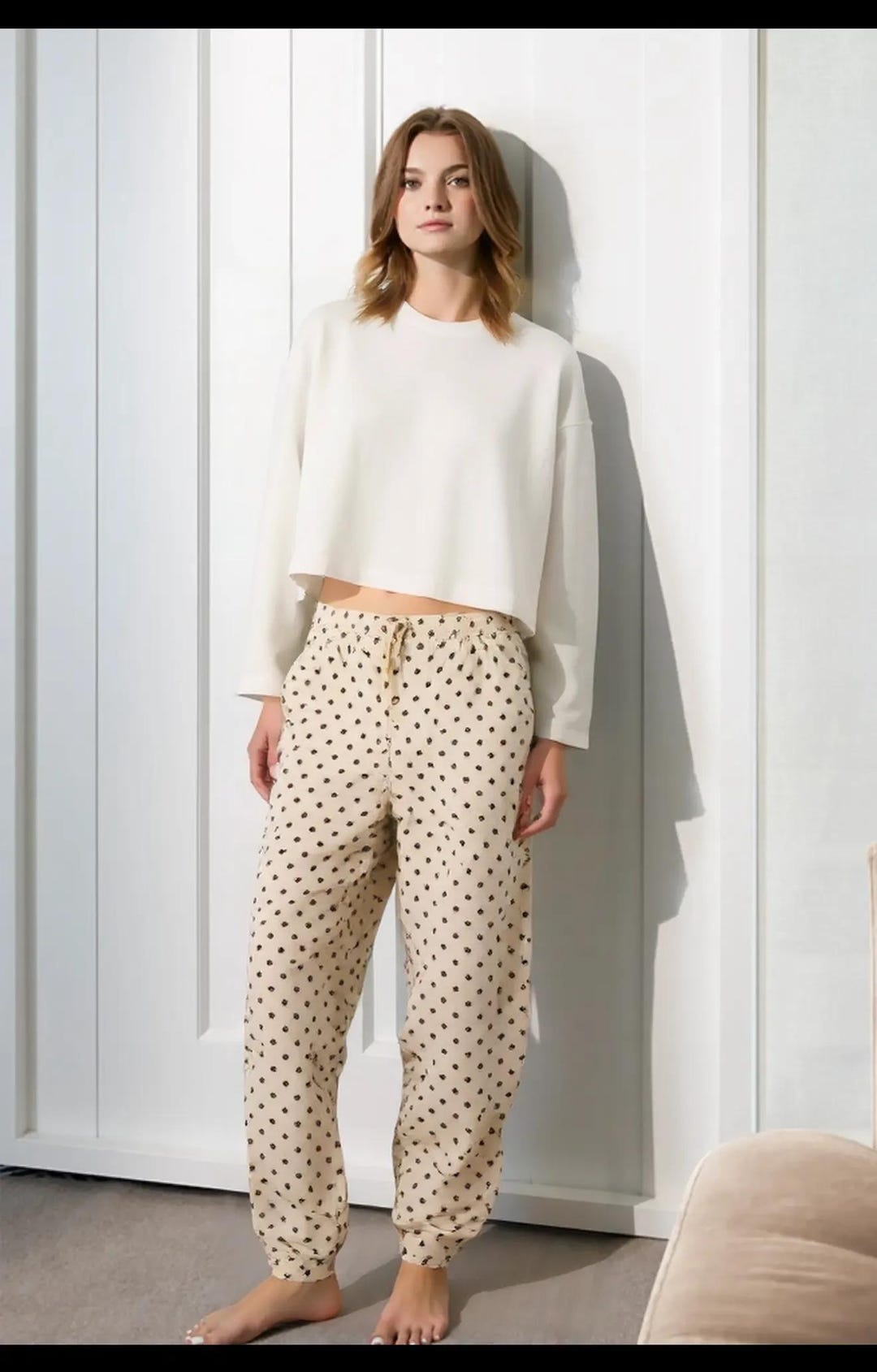 Cream Daisy Pajama Pants: Soft Cotton Jersey Loungewear - Etsy